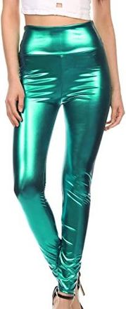 Sakkas 2616 -Jambi&egrave;res Stretch Taille Haute Finition Brillante M&eacute;tallique Liquide - Fabriqu&eacute; aux &Eacute;tats Unis - Green - M