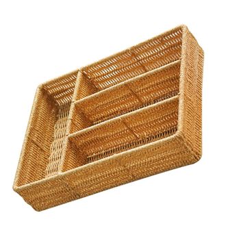 Hemobllo UKCOCO Praktischer Aufbewahrungskorb mit Trennw&auml;nden Geflochtenes K&uuml;chenutensilien organizer f&uuml;r Schl&uuml;ssel Fernbedienungen und Besteck Leichter und Tr