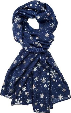 GFM Foulard imprim&eacute; flocons de neige de No&euml;l (SNFLK-N), SNFLK-03-GHNL-BLEU, taille unique
