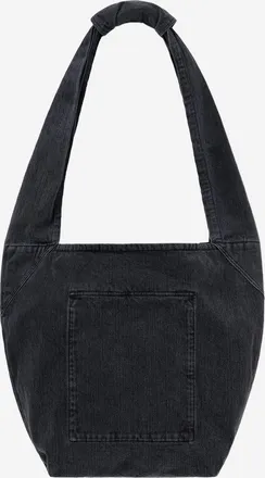 Solid Homme Cotton Denim Shoulder Bag - Black