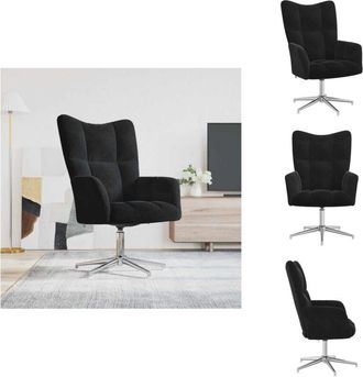 vidaXL Chaise de relaxation Noir Velours - Fauteuil Relaxant - Chaise Pivotante - Chaise Velours - Mobilier Moderne - Chaises Confortables