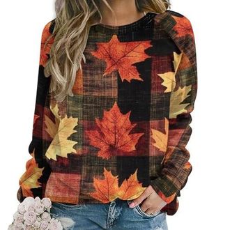 Generic Sweats &agrave; col rond pour femme - Tendance - D&eacute;contract&eacute; - Manches longues - Pull - T-shirt graphique - Surv&ecirc;tement dint&eacute;rieur surdimensionn&eacute; pour femme 