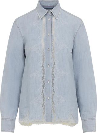 Ermanno Scervino Femme, Blouses et Chemises, Bleu, Taille: 34 FR Denim Shirt