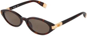 Furla Lunettes de soleil ovales - Femme - Accessoires - Brun - Taille: 54 MM