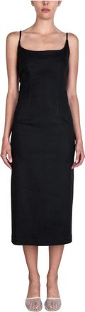 Alysi Femme, Robes, Noir, Taille: 40 FR Robe Midi Fourreau en Lin