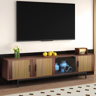 Generic TV-Schrank Lowboard mit geh&auml;rtetem Glas, geschnitzter Textur, TV-M&ouml;bel mit integriertem Lichtsystem, modernes Design, funktionale Aufbewahrung f&uuml;r Woh
