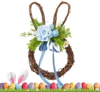 Generic Vordert&uuml;r Osterkranze - Kaninchenbogen Saisonale Dekoration, Rustikales Fr&uuml;hlingskransornament, K&uuml;nstliche Blume Urlaub Dekor | Handgefertigte festlic