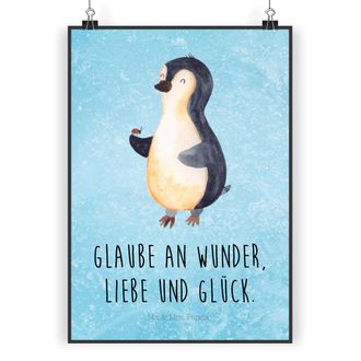 Mr. & Mrs. Panda Bild Pinguin Marienk&auml;fer DIN A4 - Geschenk, Plakat, drucke, Poster, Liebe, Kleine Wunder, Gl&uuml;ck, Aufmerksam, wanddeko, Wanddekoration