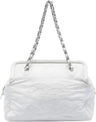 Chanel Sac cabas vintage doccasion - Femme - Pre-owned - Blanc - Taille: ONE Size