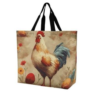 Generic Peinture DAnimaux Poulets Artistiques Sac Courses R&eacute;utilisable Tote Bag D&eacute;contract&eacute; Sac Cabas Pour Travail Plage Shopping