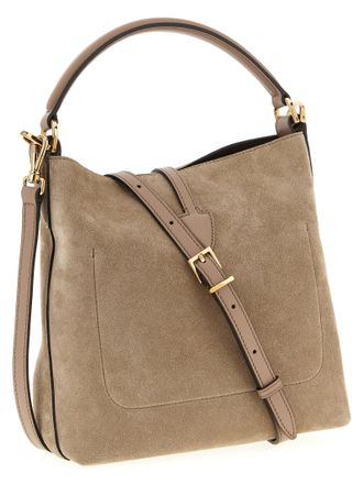 Tod's Womens T Timeless Bucket Bag Beige Calfskin Leather