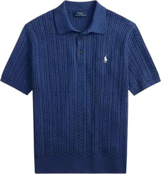 Polo Ralph Lauren Homme, Tops, Bleu, Taille: L Polo en coton &agrave; maille torsad&eacute;e