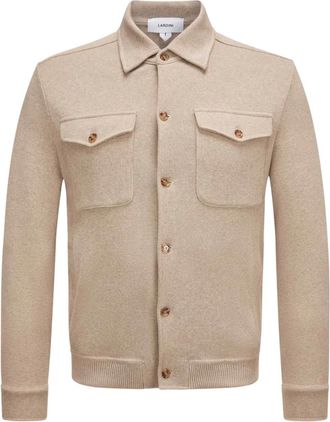 Lardini Homme, Pulls, Beige, Taille: S Cotton Knit Overshirt
