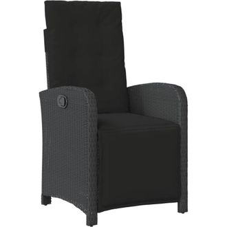 vidaXL Gartensessel mit Fu&szlig;teil Verstellbar Schwarz Poly Rattan - Vidaxl