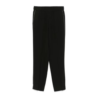 PESERICO Femme, Pantalons, Noir, Taille: 44 FR Pantalon Noir avec Taille Élastique