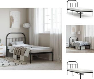 vidaXL Betten & Bettgestelle - Living Bettgestell mit Kopfteil Metall Schwarz 80x200 cm - Schwarz