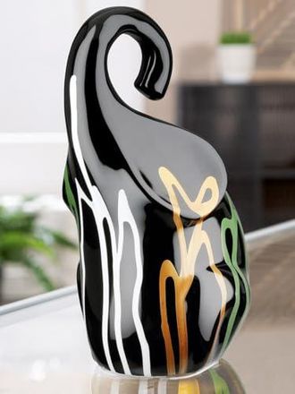 Gilde Keramikfigur Scuro Elefant, glasiert, schwarz, 26 cm hoch, 14 cm breit, 13 cm tief