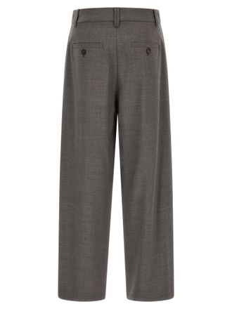Brunello Cucinelli Virgin Wool Wide-Leg Trousers - Grey