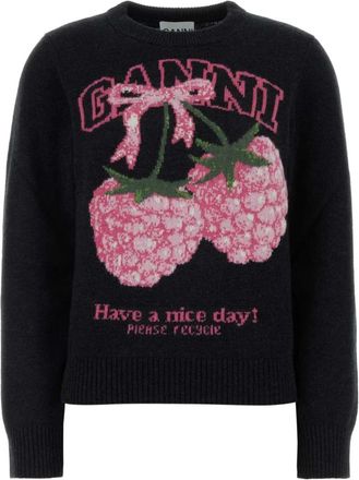 Ganni Femme, Pulls, Noir, Taille: 36 FR Pull Graphique