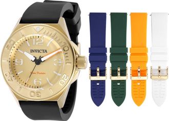 Invicta Ocean Predator 49473 Herrenuhr - Quarzwerk - Edelstahl mit goldenem Zifferblatt - 43 mm - Mit extra Armb&auml;ndern