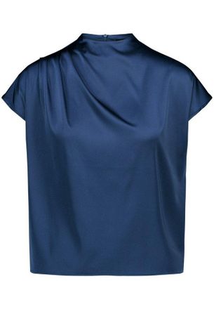 Zero Satinbluse Damen mit Kragen