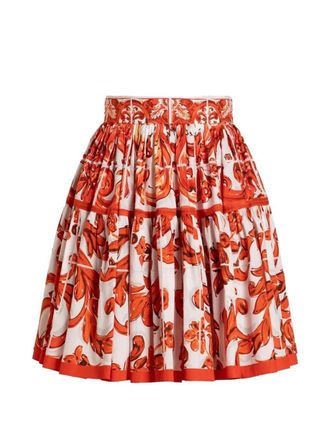 Dolce & Gabbana Jupe en popeline &agrave; imprim&eacute; majolique