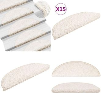 vidaXL Treppenmatten 15 Stk. Wei&szlig; 56x17x3 cm - Treppenmatten - Treppenl&auml;ufer - Trittschutz - Rutschfeste Matte - Stufenmatte - Home & Living