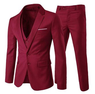 AlltheMen 3-teiliger Anzug mit Revers Rot