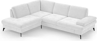 Cavadore Cavadore Eckcouch Moritz / Ecksofa im trendigen Design mit Sitztiefenverstellung und mattschwarzen Metallfüßen / 212 x 82 x 268 / Mikrofaser, Weiß
