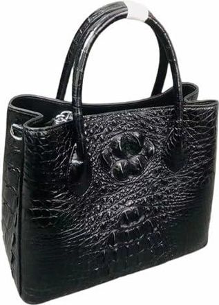 Generic Sac cabas pour femme en cuir dalligator authentique, sac &agrave; main f&eacute;minin &agrave; trois compartiments vert, sac bandouli&egrave;re simple en cuir de crocodile v&eacute;rita