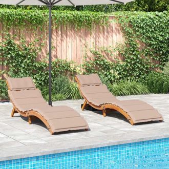 vidaXL Vidaxl - Sonnenliegen mit Auflagen 2 Stk. Taupe Massivholz Akazie