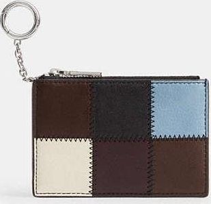 Coach Kartenetui Mit Rei&szlig;verschluss Und Schl&uuml;sselring Aus Leder Mit Schachbrettmuster