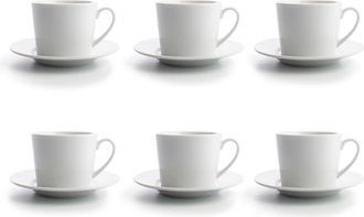 Quid Renova Set mit 6 Tassen mit Untertasse, Porzellan, 20 cl, mikrowellengeeignet, recycelbar