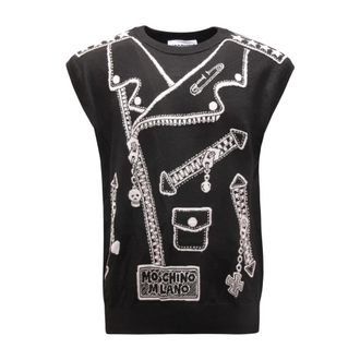 Moschino &Auml;rmelloser Wollpullover im Couture-Stil - - Knitwear - Herren - Schwarzk - S