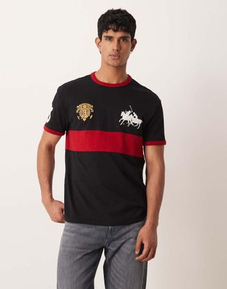 Polo Ralph Lauren Schweres T-Shirt in Schwarz mit Polospielerstreifen auf der Brust