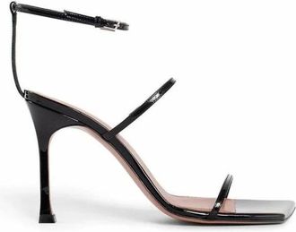 Amina Muaddi Femme, Chaussures, Noir, Taille: 38 EU Sandales &agrave; talons aiguilles en cuir de veau