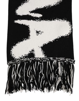 Dolce & Gabbana Mens Logo-Intarsia Cashmere Scarf Black