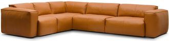 Studio Copenhagen home24 Ecksofa mit Rundecke Braun Echtleder Neka 325 x 71 x 260cm Ecke davorstehend links Modern