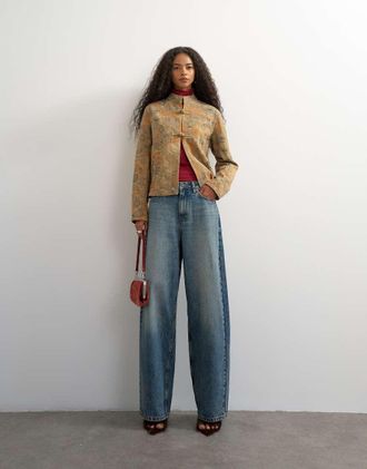 Topshop jean boyfriend baggy taille basse bleu moyen