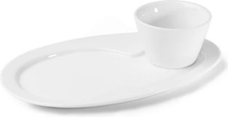 Holst Porzellan TB 009 SET 2 MP Porzellan Servierteller/Fr&uuml;hst&uuml;cksteller mit Schale 0,20 l, Wei&szlig;