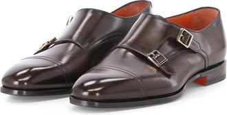 Santoni Low-Top Sneaker - Doppel-Monkstraps aus Leder - Gr. 41,5 (EU) - in Braun - f&uuml;r Damen