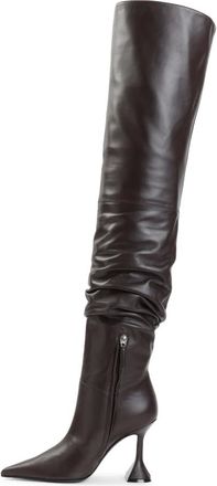 Amina Muaddi Olivia Thigh High 95 Nappa - Femme - Chaussures - Brun - Taille: 39 EU