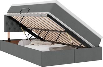vidaXL Letto Con Contenitore Led E Materasso Grigio Scuro 120 X 200 Cm Vidaxl