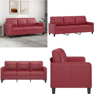 vidaXL 3-Sitzer-Sofa Weinrot 180 cm Kunstleder - 3-Sitzer Sofa - Wohnzimmersofa - Ledercouch - Ecksofa - Relaxsessel - Home & Living