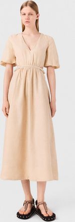 Maje Robe Longue En Lin - Beige - Maje