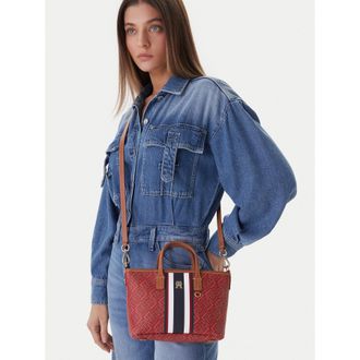 Tommy Hilfiger Handtasche Tommy Hilfiger Th Monoplay Mini Tote Stripe Le AW0AW18389 Rot