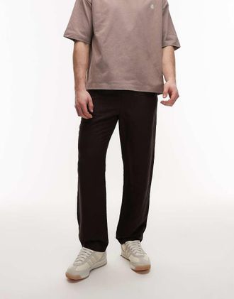 Lacoste Hose aus Webstoff in Braun mit geradem Schnitt-Brown