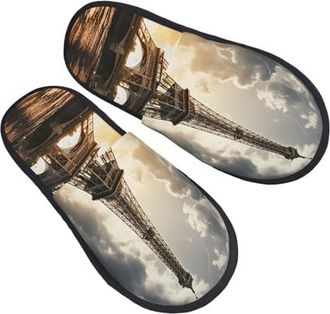 Generic Pantoufles DHiver Tour Eiffel Peluche Accueil Pantoufles Doux Chaussons Pour Homme H&ocirc;tel Voyage M