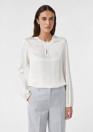 Comma Langarmbluse Bluse Satinierte Bluse mit Raffung