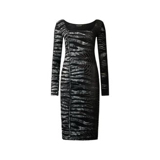 Roberto Cavalli Tiger Skin Zebra Motiv Kleid - - Dresses - Damen - Schwarzk - L